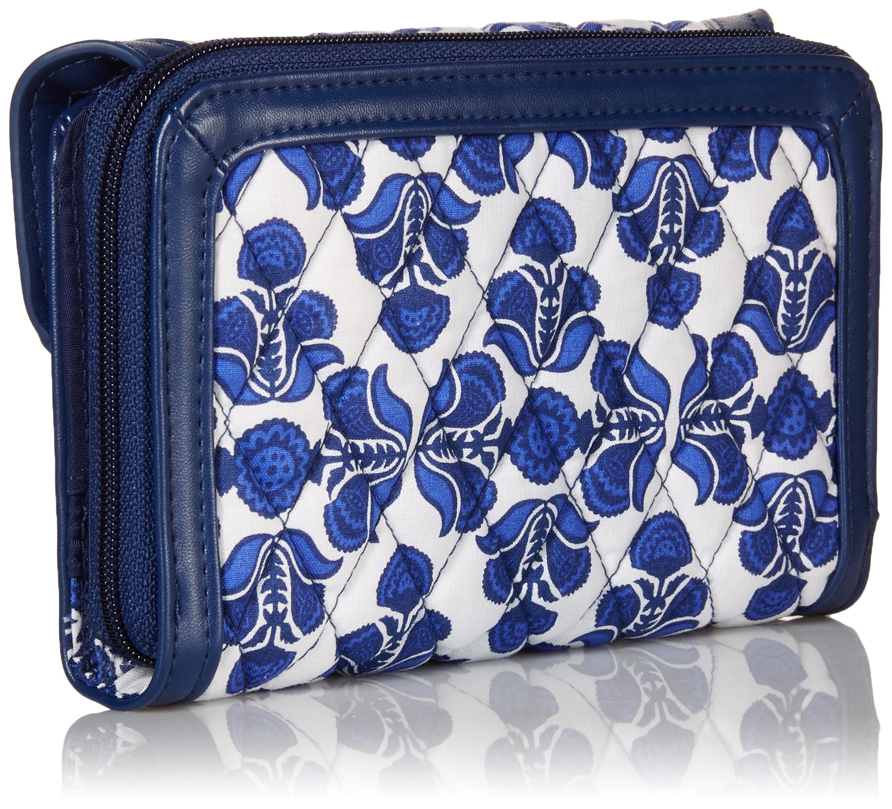 Vera Bradley Women's Cotton Ultimate Wristlet, Cobalt Tile with Navy, One Size