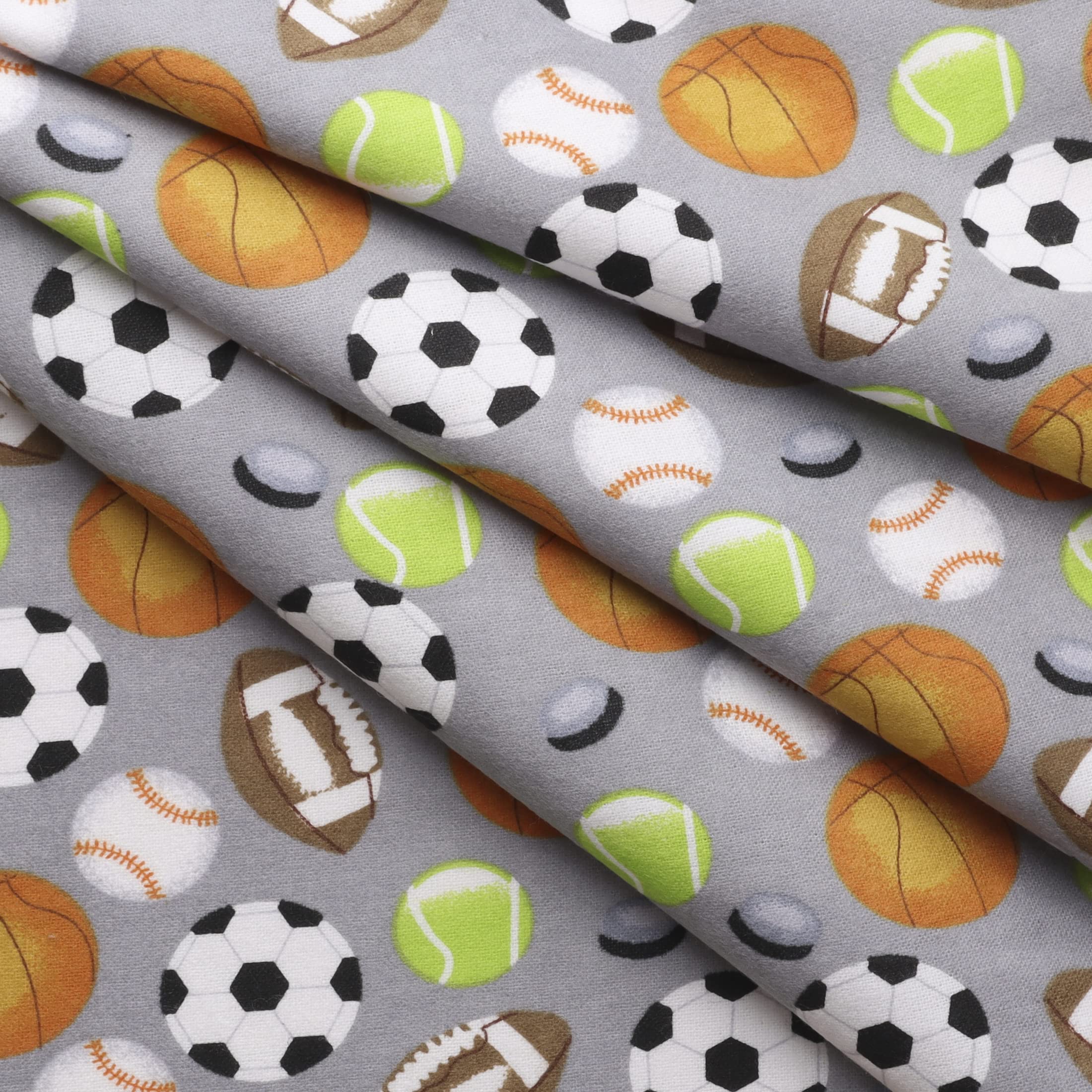 Mook Fabrics Flannel Snuggy PRT Sports, Grey