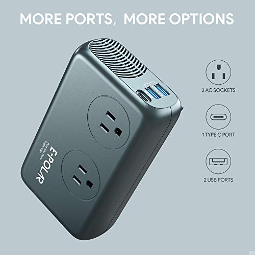 E-POLAR 220V to 110V Converter Travel Adapter (Grey)