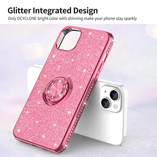 OCYCLONE iPhone 14 (6.1") Glitter Diamond Case with Ring Stand - Pink, Women & Girls