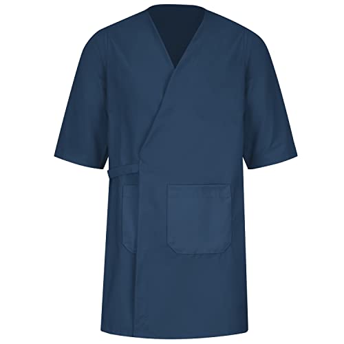 Red Kap Men's CollarleShort Sleeve Butcher Wrap, Navy, X-Large