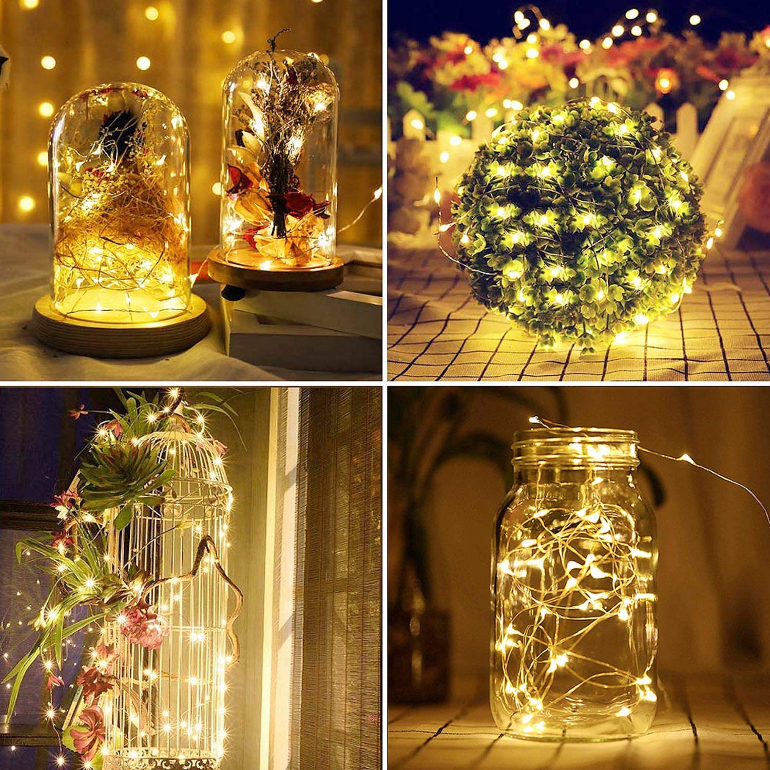 DAYLIGHTIR 2 Pack 100 LED Solar Powered Copper Wire String Lights Outdoor, Waterproof, 8 Modes Fairy Lights for Garden, Patio, Party, Yard, Christmas (Warm White)