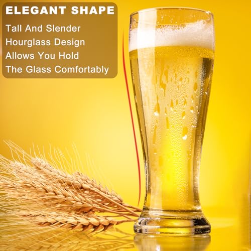PARACITY Beer Glasses 16 oz, Pint Glasses Set of 2, Pilsner Beer Glasses, Wheat Beer Glasses, Glasses Drinking Set, Glassware Gift for Men