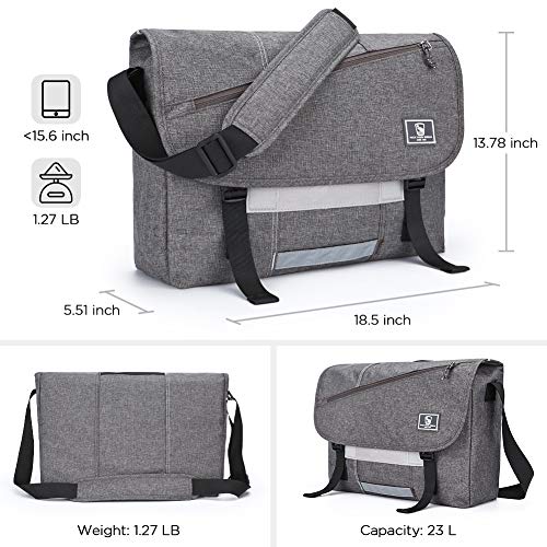 OIWAS Messenger Bag for Women - Canvas 15.6 Inch Laptop Satchel Computer Briefcase Mens Crossbody Bag