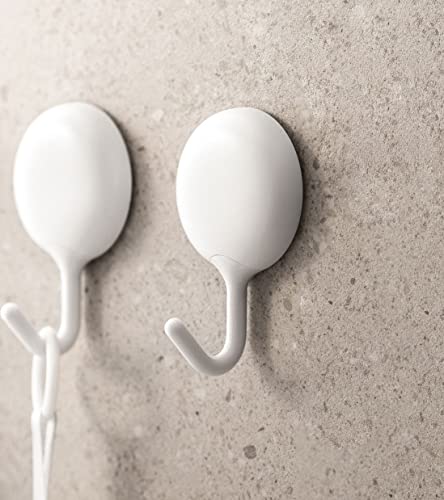 JULAHE Adhesive Wall Hooks for Hanging Towel Coat Hat Key Stylish Pebble Shape Utility Hook for Kitchen Bathroom No Drill Stick on Smooth Surface Ornament Hooks 4 Pack White