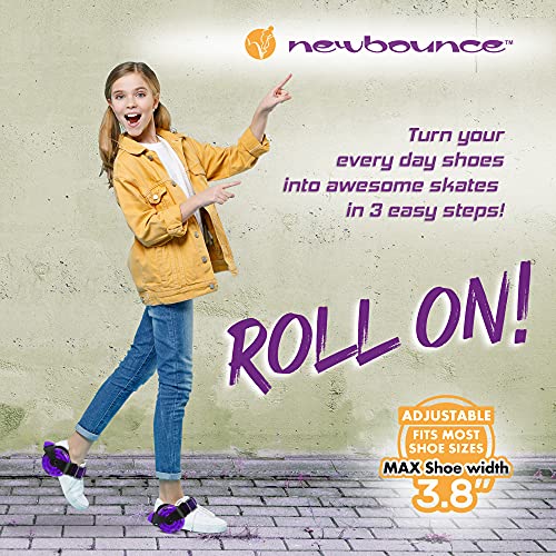 New-Bounce Heel Wheel Skates - Jet Wheelies for Shoes - Adjustable Roller Heel Skates for Kids - One Size Fits Most