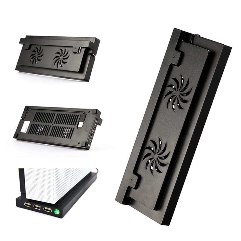 Vertical Cooling Stand for Xbox One S, Kailisen Xbox One S Stand with Cooling Fan and 3 USB Ports, Dual Cooling Fan Cooler Stand for Xbox One S Console