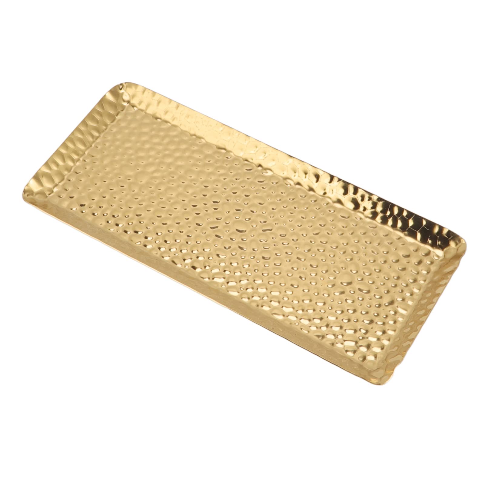 Fdit 25x11cm Towel Hammering Trays,Stainless Steel Multipurpose Dishwasher Safe Dessert Tray That Suitable for Family Restaurant Use (Gold)