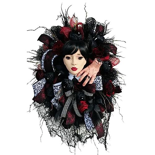 Wednesday Addams Horror Garland,Halloween Horror Movie Characters Sign for Front Door Porch Decor,Window Wall Hanging Decor,Sign Wall Art Home Decoration