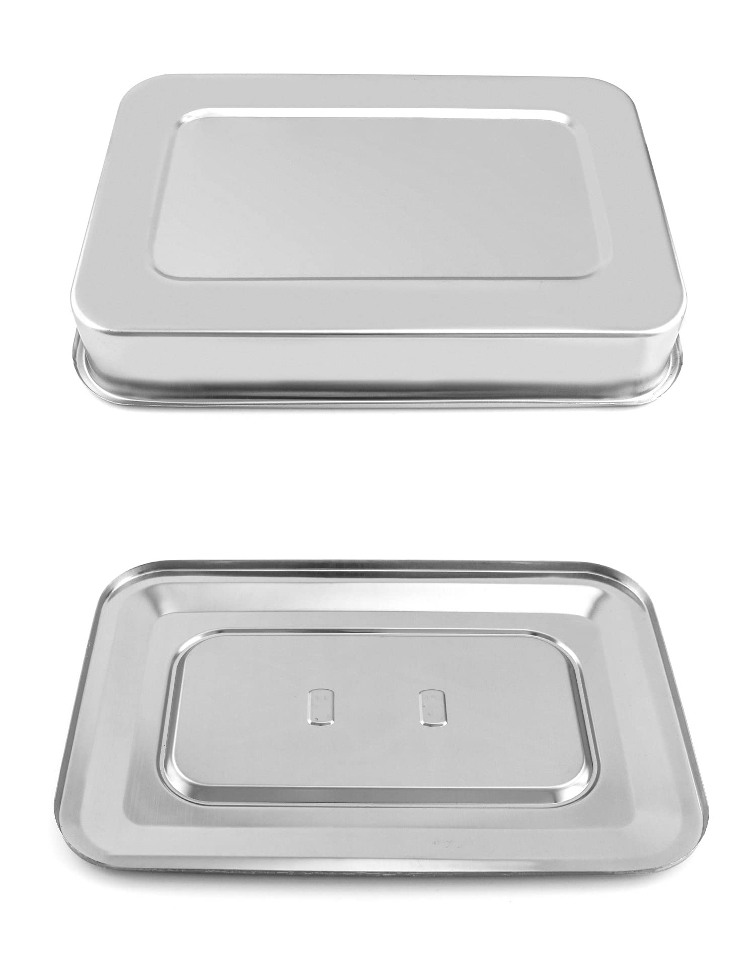 QWORK Medical Surgical Trays, 2 Pack Stainless Steel Dental Instruments Organizer Holder Sterilization Tray for Lab Instrument Supplies, 11.8" x 7.8" x 2"