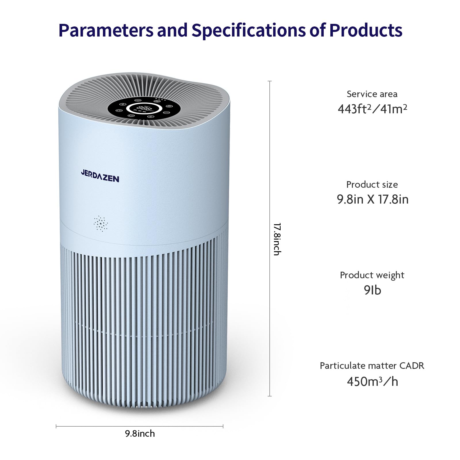 Jerdazen Air Purifiers for Large Room, Covers Up to 2216 ft², True HEPA 13 Filter Remove 99.97% is Suitable for Yoga Classroom, Living Room, Bedroom, Meeting room(Blue)