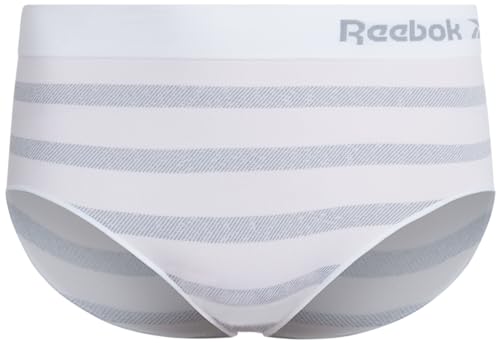 Reebok Women's Underwear - Plus Size Seamless Brief Panties (5 Pack), Size 3X, Black/Blackened Pearl/Lotus/Blackened Pearl/White-Grey Stripe
