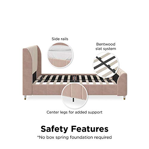 Little Seeds Valentina Kids' Full Upholstered Bed, Pink Velvet