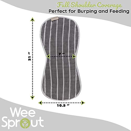 WeeSprout Unisex Set of 4 Organic Towel Cotton Burp Cloths Four Ultra-Absorbent Layers Keep Clothes Dry, Button Transforms Burp Cloth into Baby Bib, Machine Washable (Neutral Set, Full)