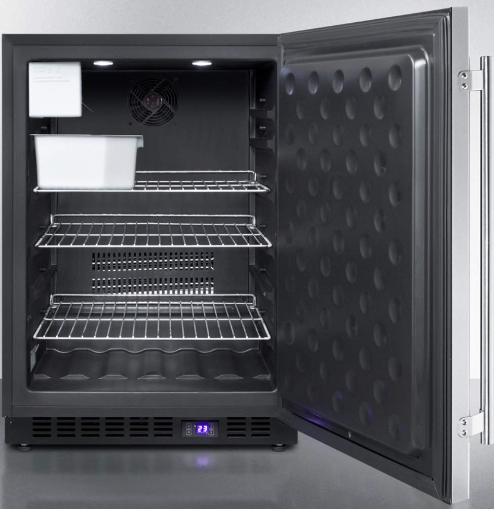 SCFF53BSSIM Frost- free Undercounter Freezer With Icemaker Digital Thermostat Stainless Steel Door Lock and Black Cabinet.