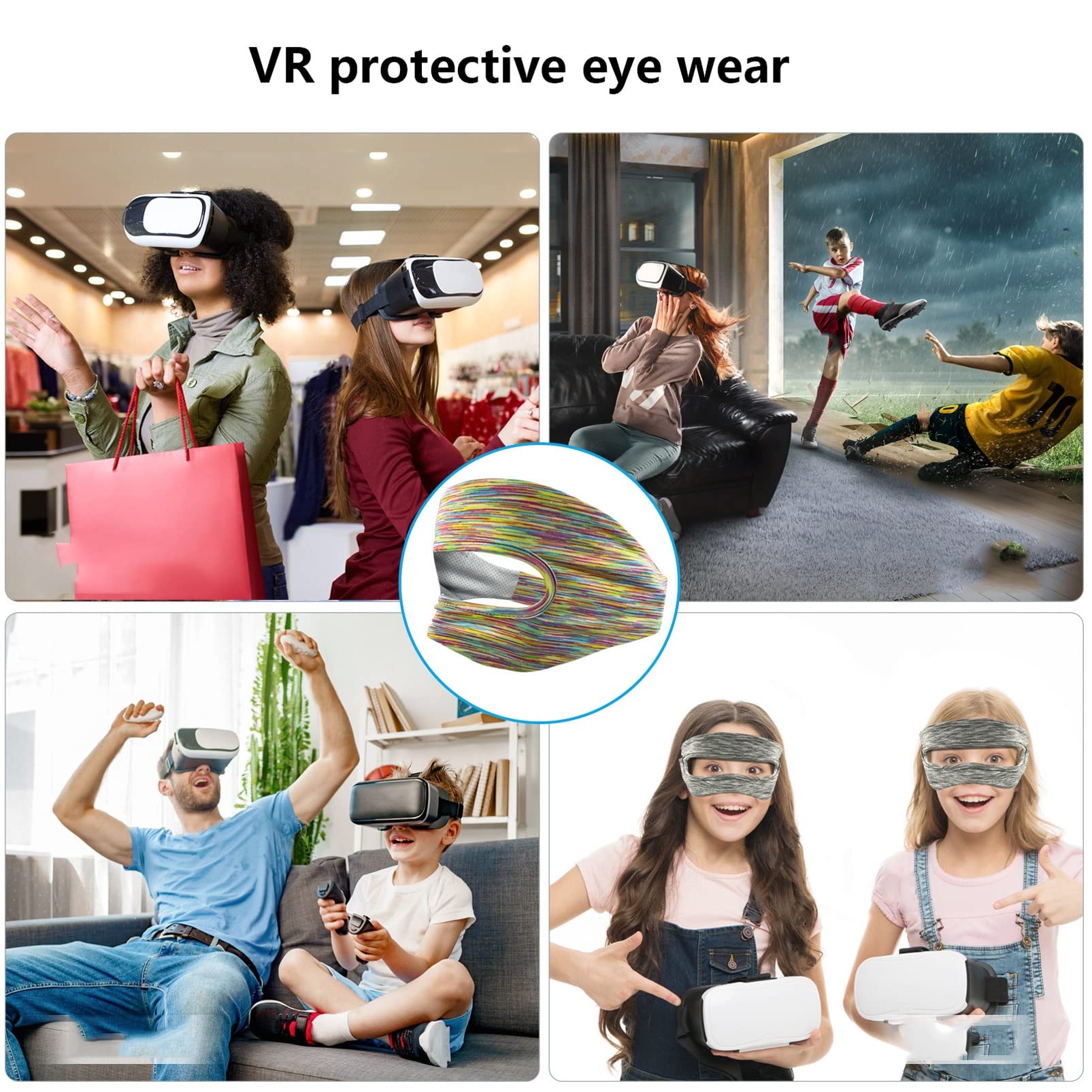 Home VR Eye Mask Cover for Oculus Quest, Breathable Sweat Guard Band High Elastic for VR Workouts Use Wearable Tech Virtual Reality Gear Headset (Color : 3-Pack)