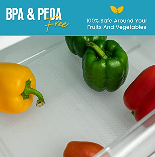 Refrigerator Liners for Shelves by Linda’s Essentials - Refrigerator Shelf Liners for Glass Shelves Protects Against Spills - Multi-Use Shelf, Drawer and Fridge Liners - BPA Free Clear