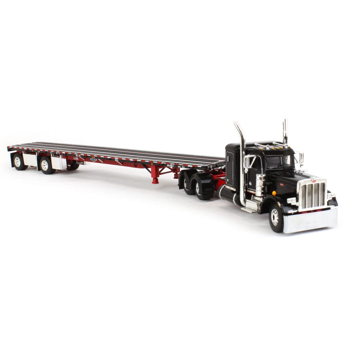 DCP 1/64 Black Peterbilt 359 w/ 63" Flattop Sleeper & 53' Wilson Roadbrute Flatbed Trailer 60-1538