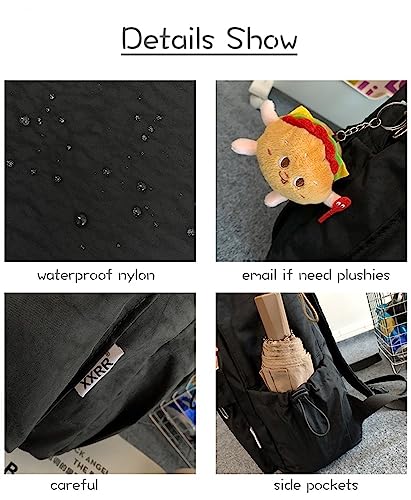 JHTPSLR Vintage Aesthetic Backpack Preppy Backpack Patches Stars Retro Stars Backpack Dark Academia Aesthetic Backpack (Black)