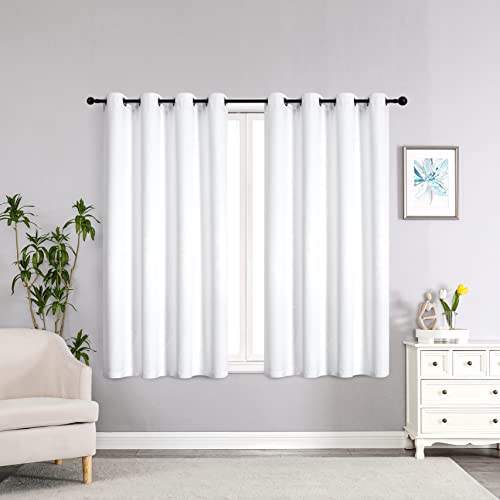 Regal Home Collections Blackout Room Darkening Curtains 2-Panel Set - Noise Reducing, Energy Saving Room Darkening Window Curtains & Drapes for Bedroom, Living Room (52in W x 63in L - 2 Panels, White)
