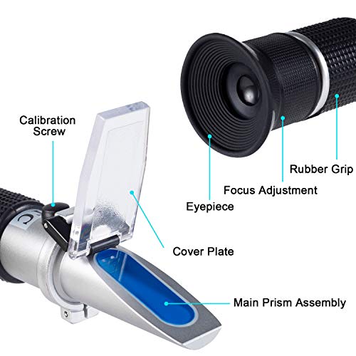 Honey Refractometer with ATC - Tiaoyeer Refractometer for Honey Moisture, Brix and Baume, 58-90% Brix Scale Range Honey Moisture Tester (Honey Refractometer)