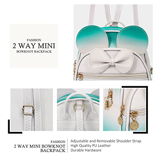 KL928 Girls Mini Backpack Bowknot Polka Dot Cute Small Daypacks Convertible Shoulder Bag Purse for Women