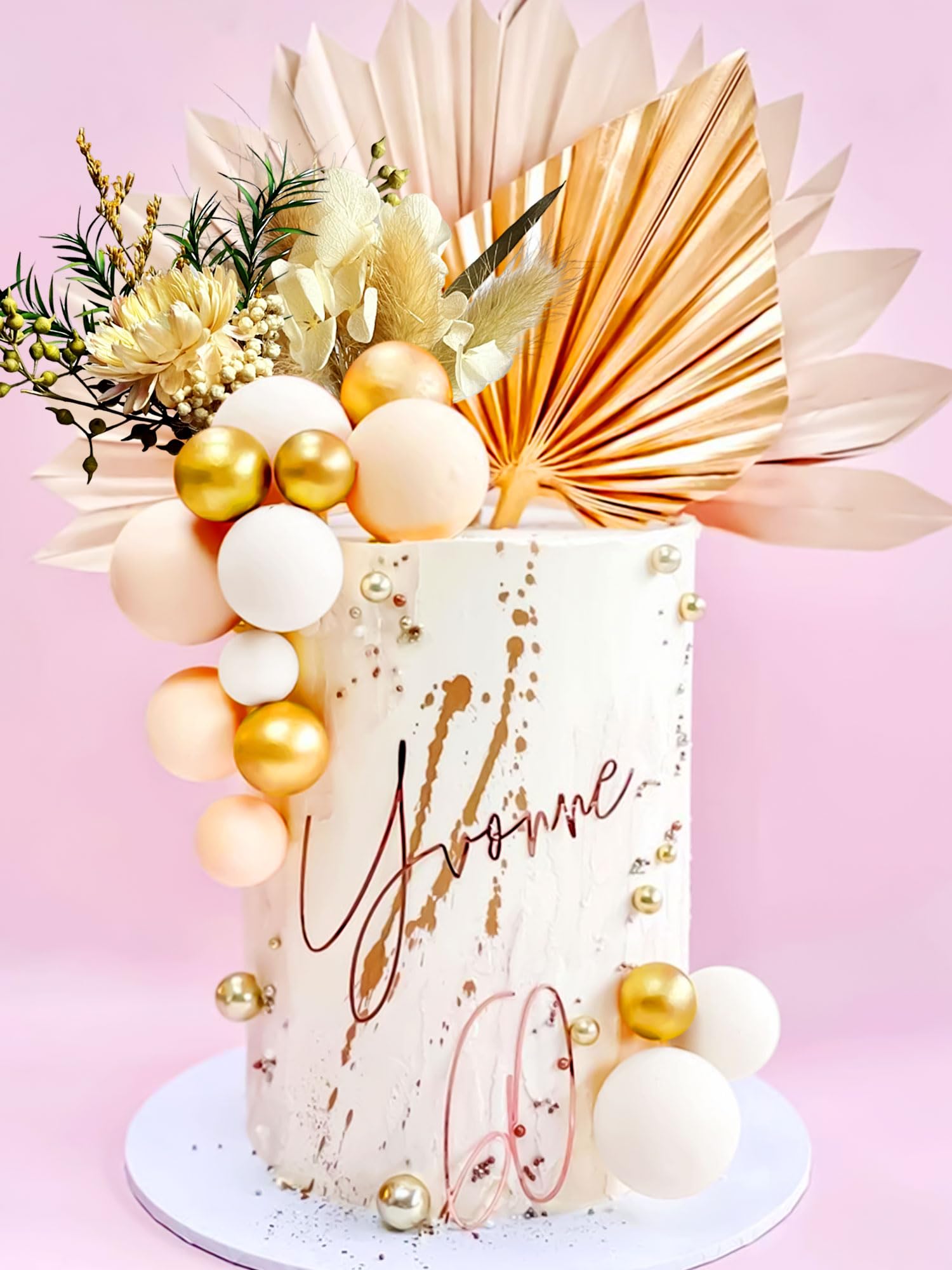 JeVenis Natural Boho Cake Topper Boho Cake Decorations Cake Flowers Decorations Floral Cake Topper for Baby Shower Wedding Bridal Birthday Party Supplies