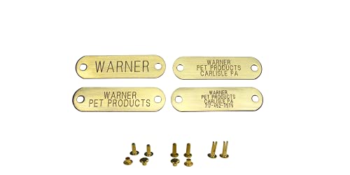 WARNER BRAND BRASS (GOLD) TAG FOR DOG COLLARS WITH 3-SETS OF RIVETS PET ID TAG PLATE, ID TAG
