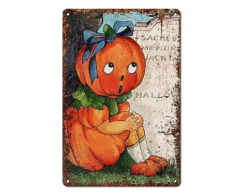 Vintage Illustration Halloween Decor Metal Sign Decoration Indoor Outdoor
