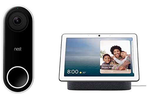 Google Nest Doorbell (Wired) Smart Wi-Fi Video Doorbell - Front Door Security Package Bundle (Charcoal Black)