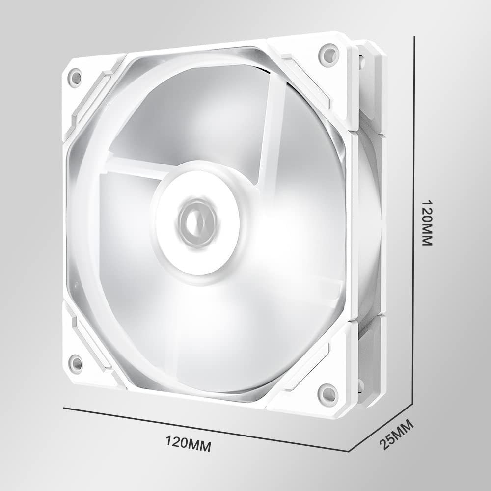 ID-COOLING TF-12025-SW Case Fan 120mm PWM Fan White LED Light CPU Cooling Fan for CPU Cooler/Radiator/PC Chassis