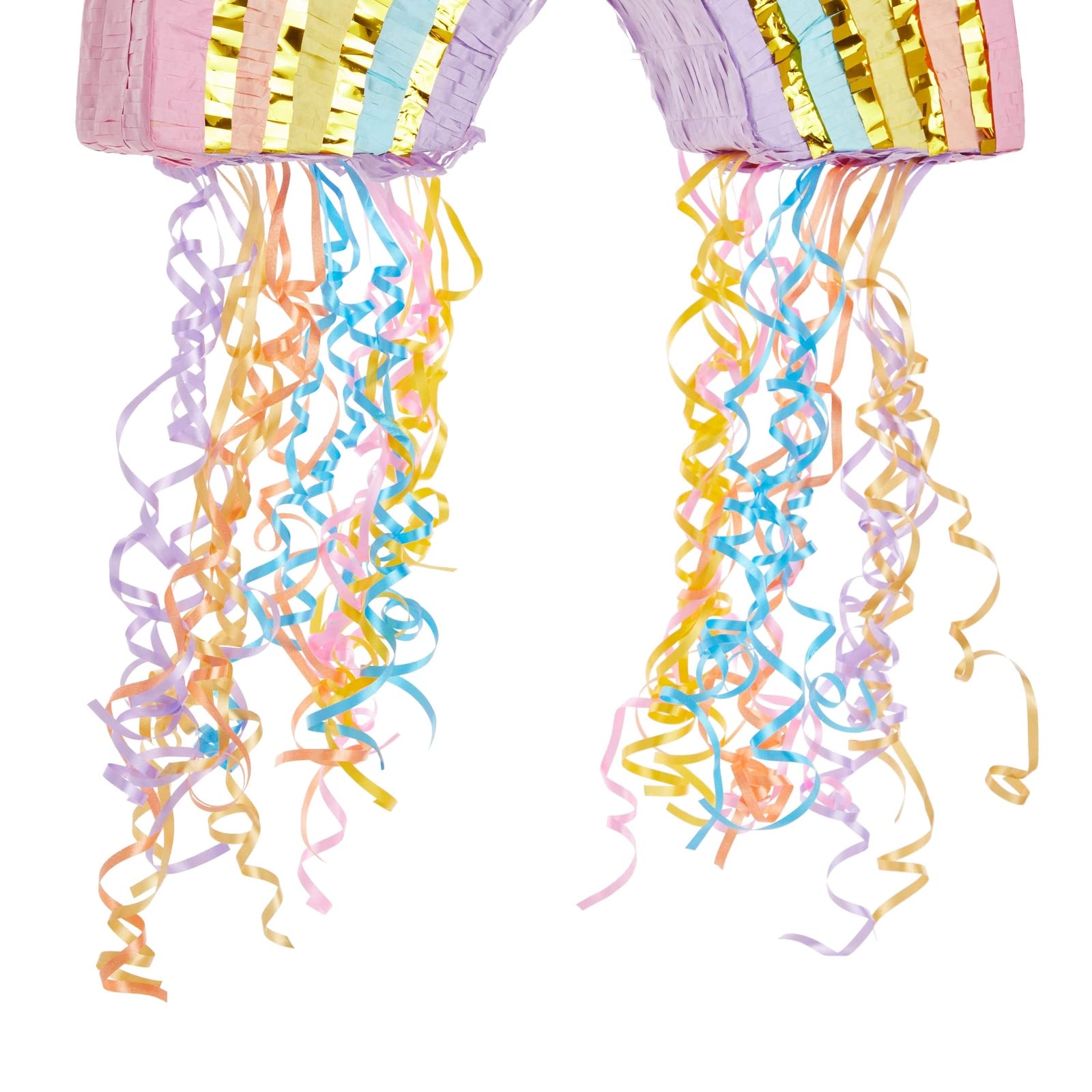 Rainbow Pull String Pinata for Pastel Birthday Decorations, Gender Reveal Party Supplies (Small, 16.5 x 10 x 3 In)