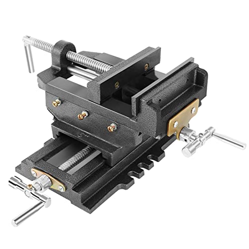 GYZJ 𝟔" 𝐂𝐫𝐨𝐬𝐬 𝐒𝐥𝐢𝐝𝐞 𝐕𝐢𝐬𝐞 Drill Press Milling Vise, 𝟔 in Jaw Width, 𝟔.𝟏 in Max Jaw Opening, Bench Mount Clamp Machine Vice Holder Clamping Tool for CNC Woodworking Milling Machine