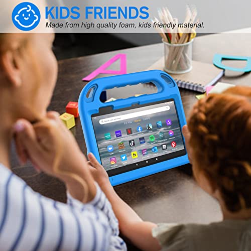 SUPNICE Kids Case for All-New Fire 7 (Latest 12th Generation 2022 Release), Lightweight Shockproof Handle with Stand Kid-Proof Case for Amazon Fire 7 inch Tablets - Blue