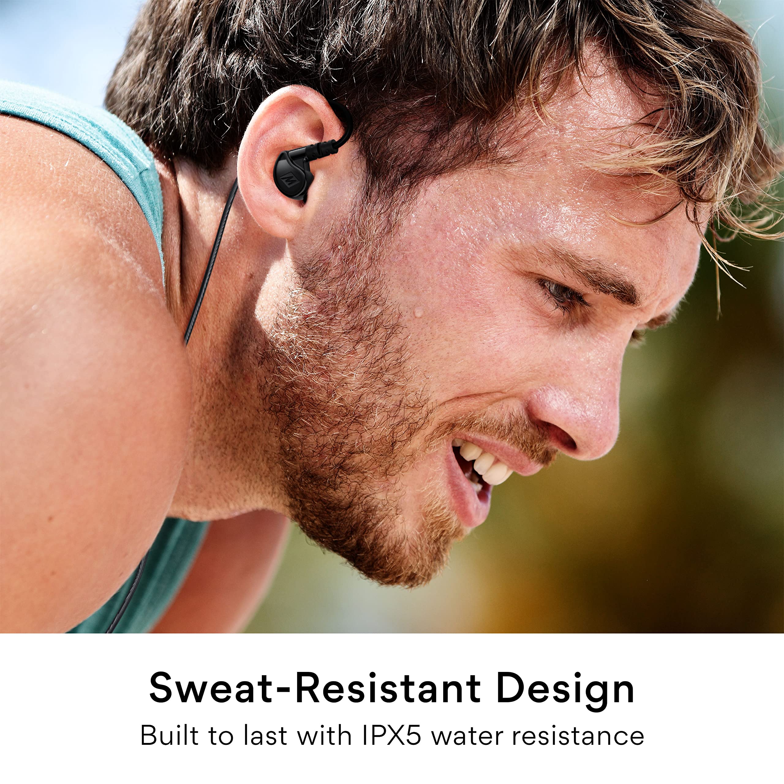 MEE audio M6 Sport Wired Earbuds, Noise Isolating In Ear Headphones, Sweatproof Earphones for Running/Gym/Workouts with Dynamic Enhanced Bass Sound, Memory Wire Earhooks, 3.5mm Jack Plug (Black)