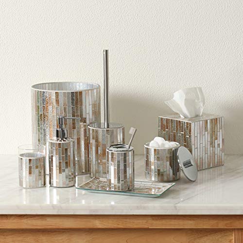 KMwares Decorative Wastebasket/Trash Can/Garbage Can for Home Accent, Kitchen, Bathroom Accessories, Office Decoration - Mosaic Glass