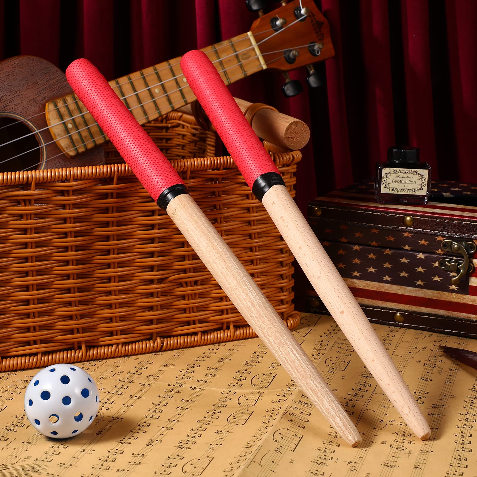 SUPVOX 1 Pair 35x2cm Drumstick Taiko Drum Drumstick Master Drum Sticks for Drum (Red)