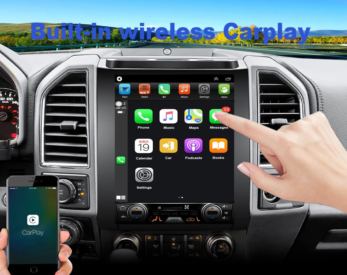 for Ford F150 Radio Upgrade 2015 2016 2017 2018 Android 10 Stereo Navigation 12.1inch Touch Screen 4GB+64GB Wireless Carplay 4G LTE WiFi Free Camera