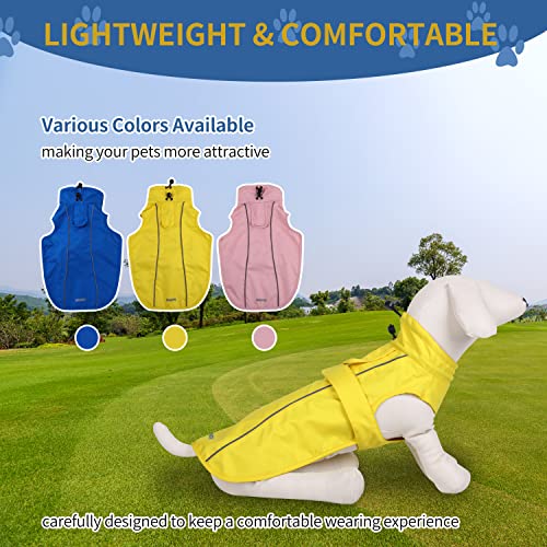 Waterproof Dog Raincoat with Reflective Strip, Adjustable Breathable Rain Coat Jacket with Leash Hole for Pets (X-Small, Blue)