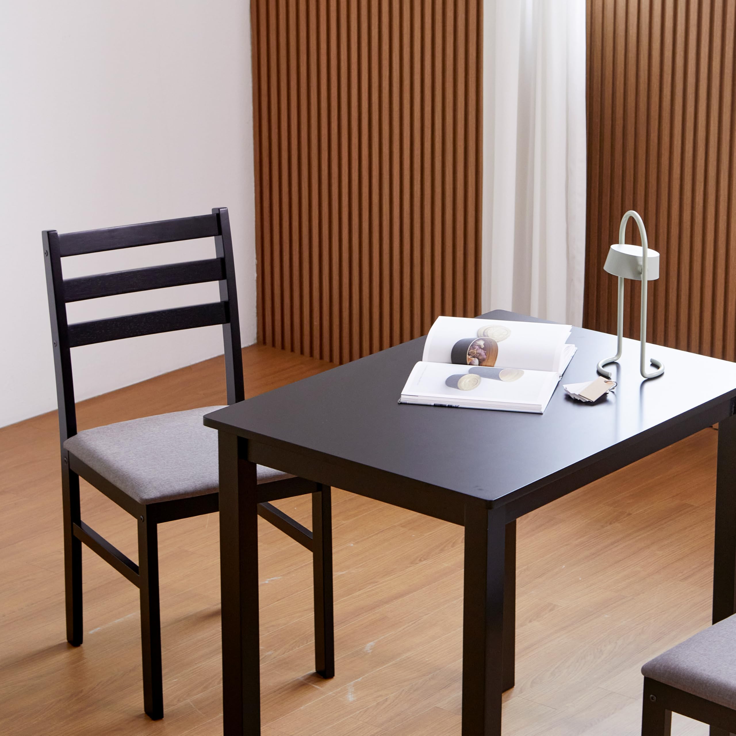 Livinia Seattle 3-Piece Wooden Dining Table Set for 2, Modern Farmhouse Kitchen Dining Room Set with Solid Wood Ladder Back Chairs for Small Space (Antique)