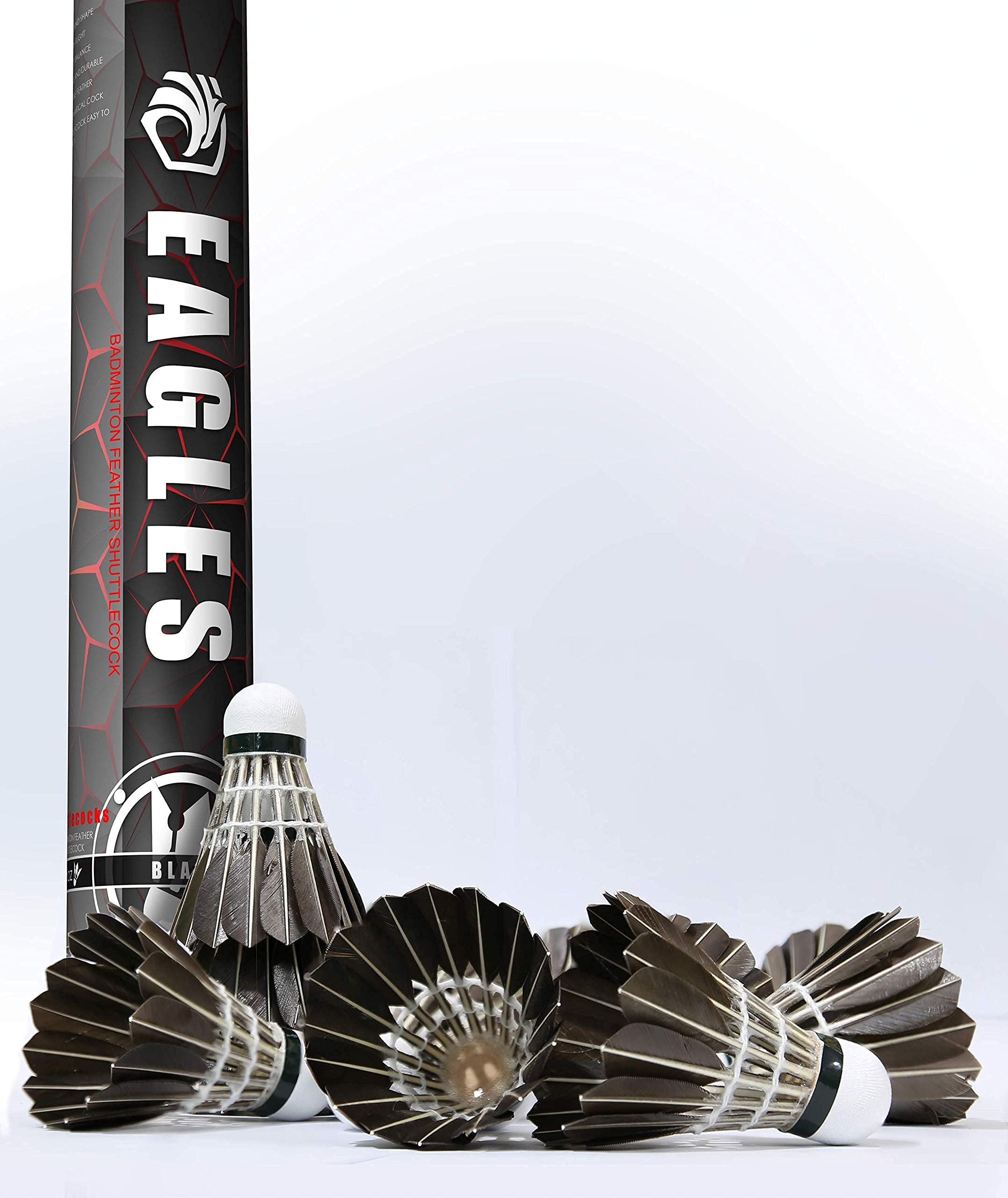 EAGLES Badminton Birdies Feather Bedminton Shuttlecocks- Birdie Ball for Indoor and Outdoor Matches ~ Highly Stable & Durable Shuttle Balls (Black)