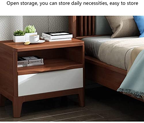 Night Stand End Table Bedside Table Solid Wood Bedside Table, 2-Tier End Table Side Table With Drawer, Storage Organizer And Open Shelf Nightstand Nightstand Side Table Bedside Cabinet ( Color : Walnu