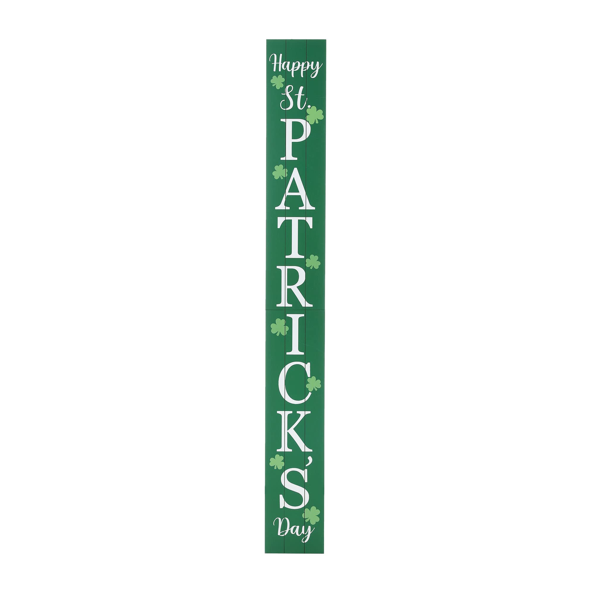 Glitzhome 60"L Wooden St. Patrick's Porch Sign, Happy St Patrick's Day Vertical Porch Decor for Home Front Door Yard Party