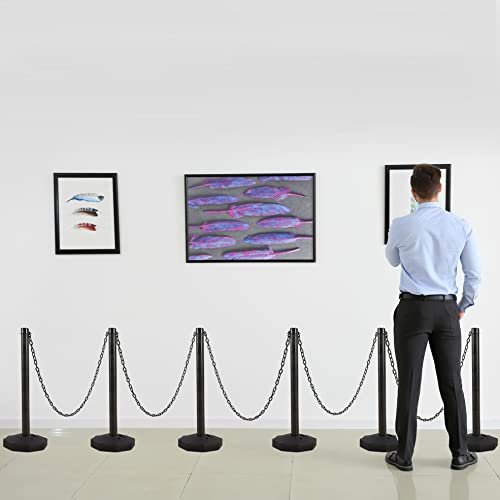 HABUTWAY 6Pcs Traffic Delineator Post Cone with 5.5FT Chain, Chain Safety Barriers Outdoor and Indoor Crowd Control Barricade (Black)