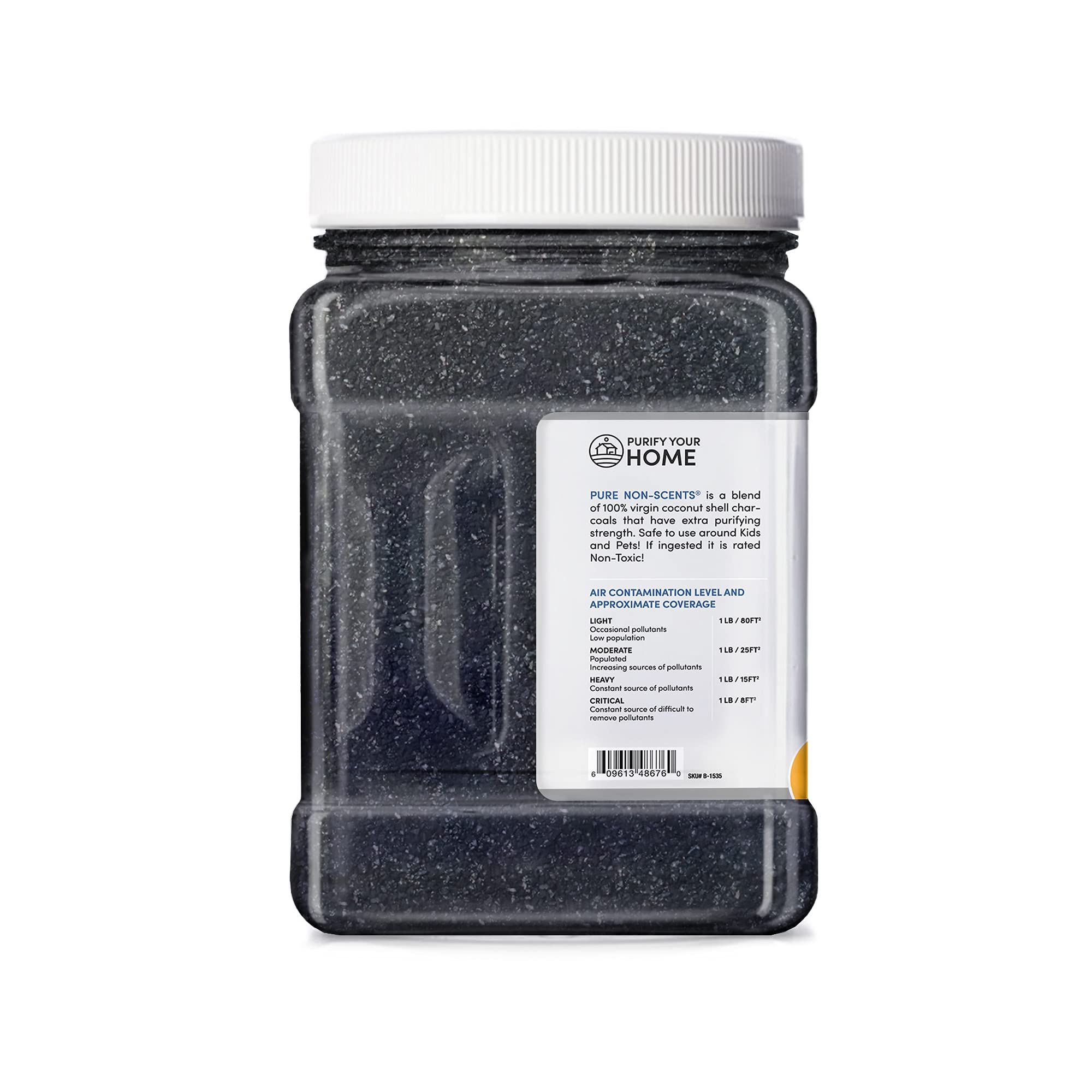 Pure Non Scents® Granular Coconut Shell Activated Charcoal - Non Toxic Odor Absorber & Eliminator for Home, Car, Shoes, Closet, Fridge, & More - Safe Deodorizer for Bad Odors - Unscented, 2lbs