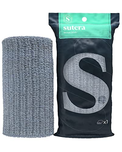 SUTERA - Exfoliating Shower Towel Gray and Waffle Bath Towel Gray Bundle