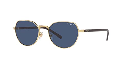 Vogue Eyewear Woman Sunglasses Gold Frame, Dark Blue Lenses, 53MM