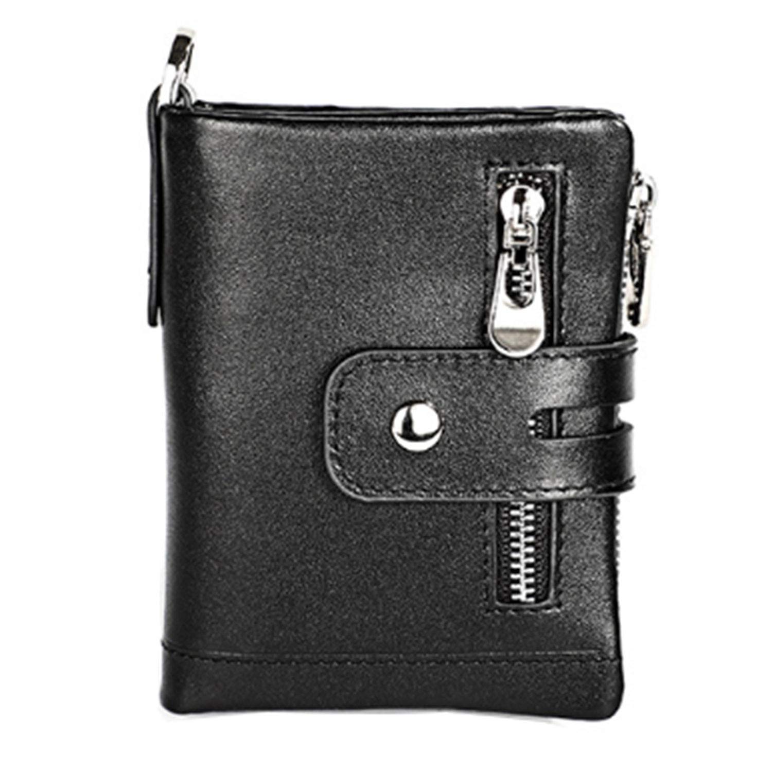 Vintage Women's RFID Blocking Leather Wallet small Chain (black)…