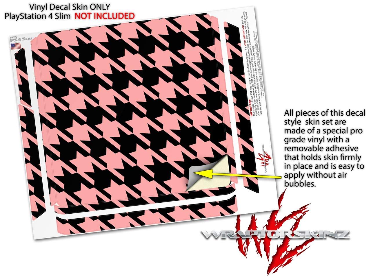 Vinyl Decal Skin Wrap compatible with Sony PlayStation 4 Slim Console Houndstooth Pink on Black (PS4 NOT INCLUDED)