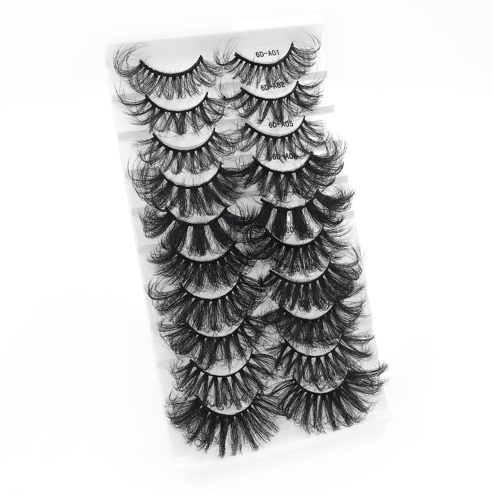 IFLOVEDEKD 25mm Lashes Thick Faux Mink Lashes Fluffy Wispy False Eyelashes 10 Pairs 1 Pack Dramatic 5D Effect Fake Eye Lashes Handmade Reusable Lashes Multipack